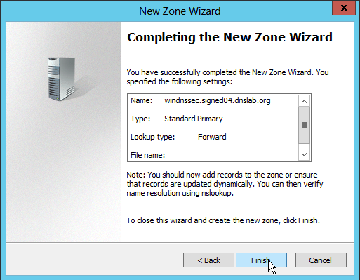 DNSSEC signing a zone with Windows Server 2012